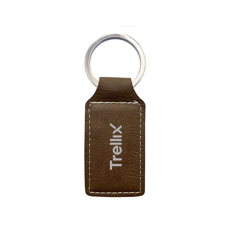 Laser-able Rectangular Leatherette Keychain
