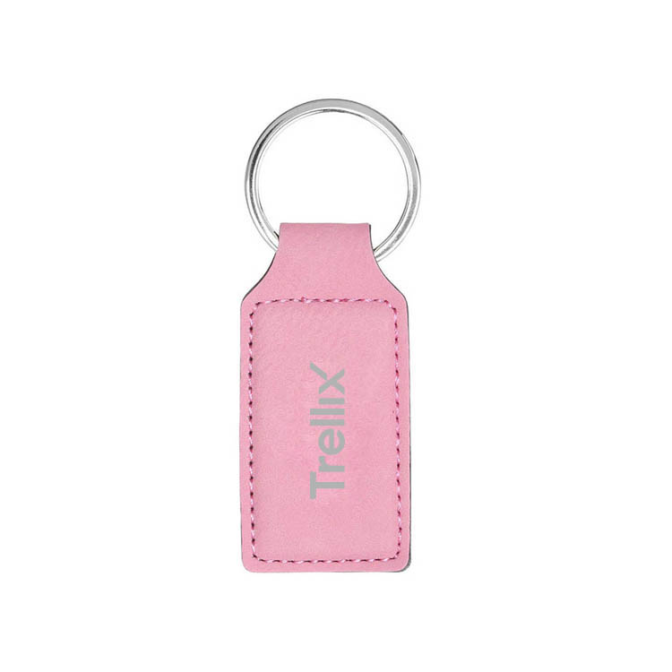 Laser-able Rectangular Leatherette Keychain