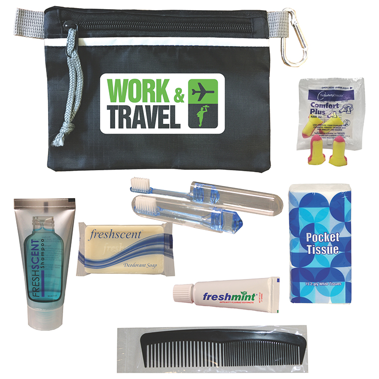 7 Piece Essential Travel Kit in Zippered Pouch