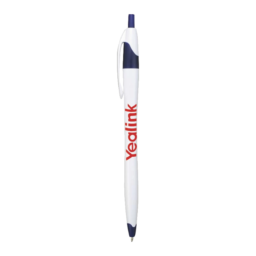 White Barrel With Colored Trim Ballpoint Pen