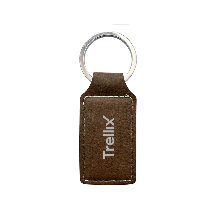 Laser-able Rectangular Leatherette Keychain