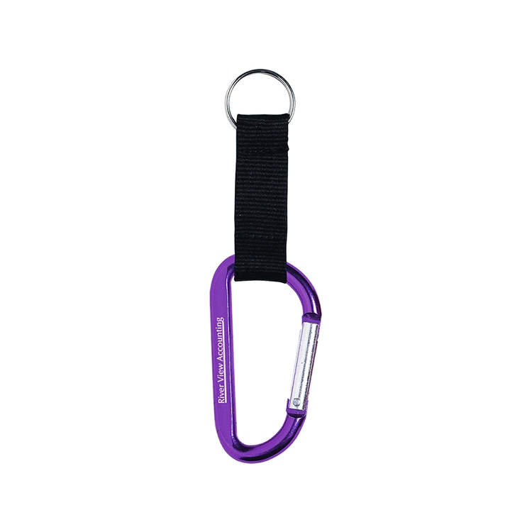 Carabiner with Split Key Ring and Nylon Strap
