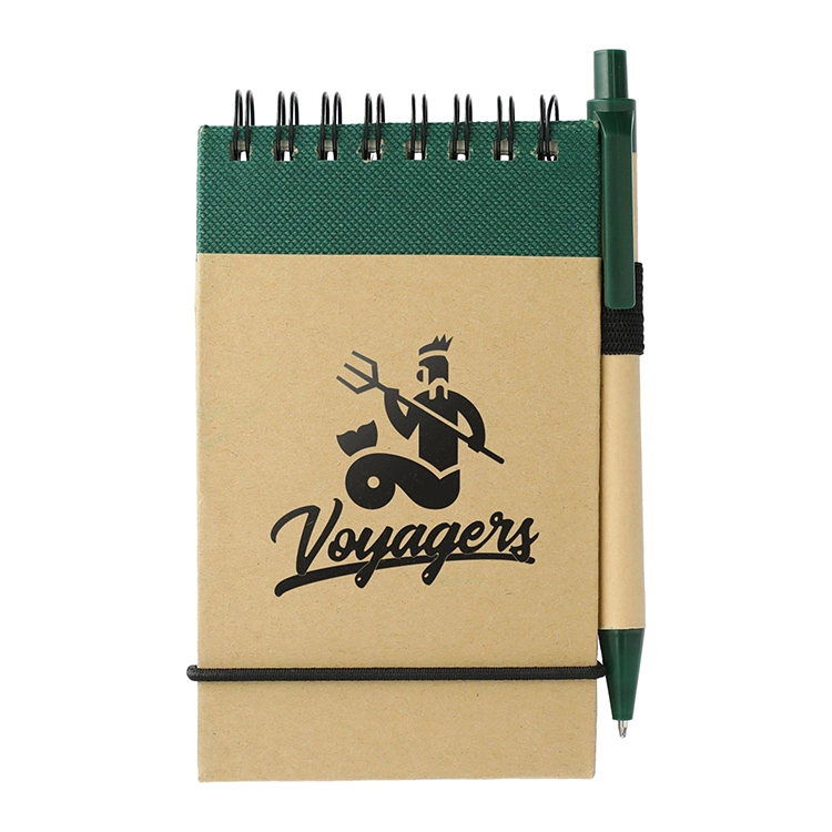 Recycled Spiral Jotter with Color Matching Pen - 5" x 3"