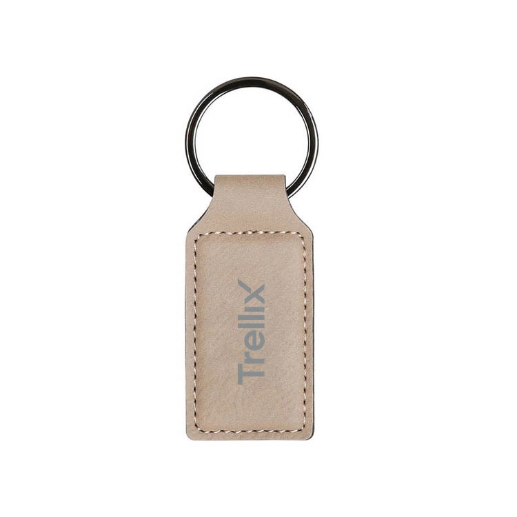 Laser-able Rectangular Leatherette Keychain